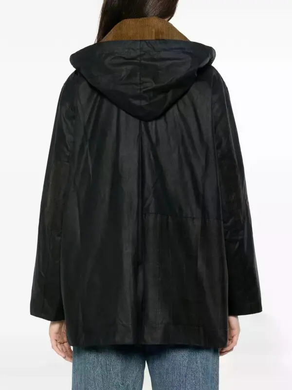 Barbour X Ganni Waxed Duffle Coat - Black