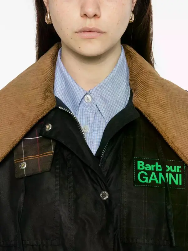 Barbour X Ganni Waxed Duffle Coat - Black