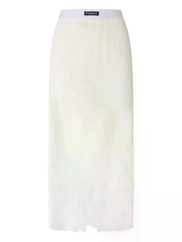Pinko Midi Lace Skirt With Logo Label