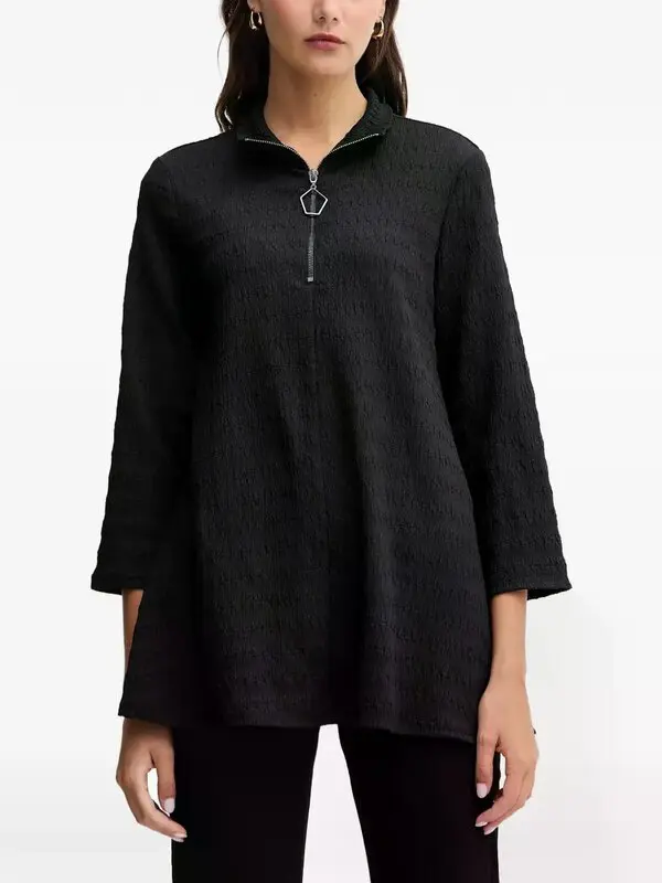 Joseph Ribkoff Textured Zip-up Top - Black