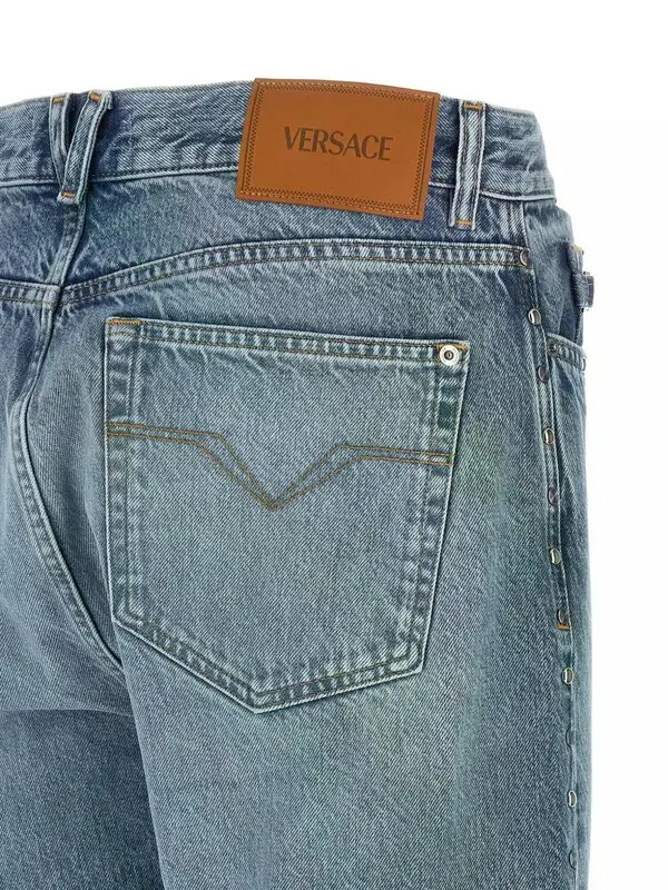Versace Five-pocket Studded Jeans - Blue