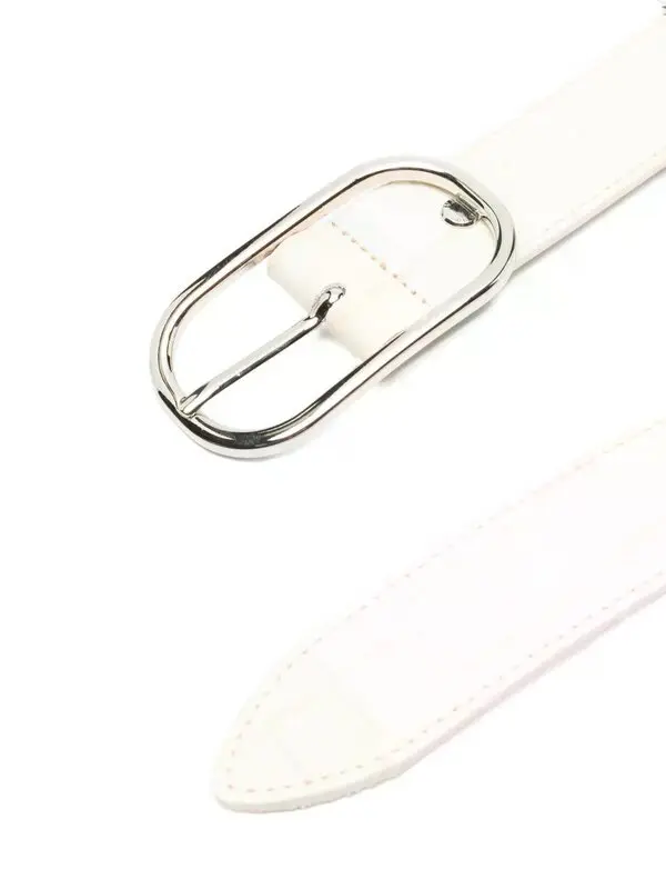 HERSKIND Oval Buckle Leather Belt - Neutrals