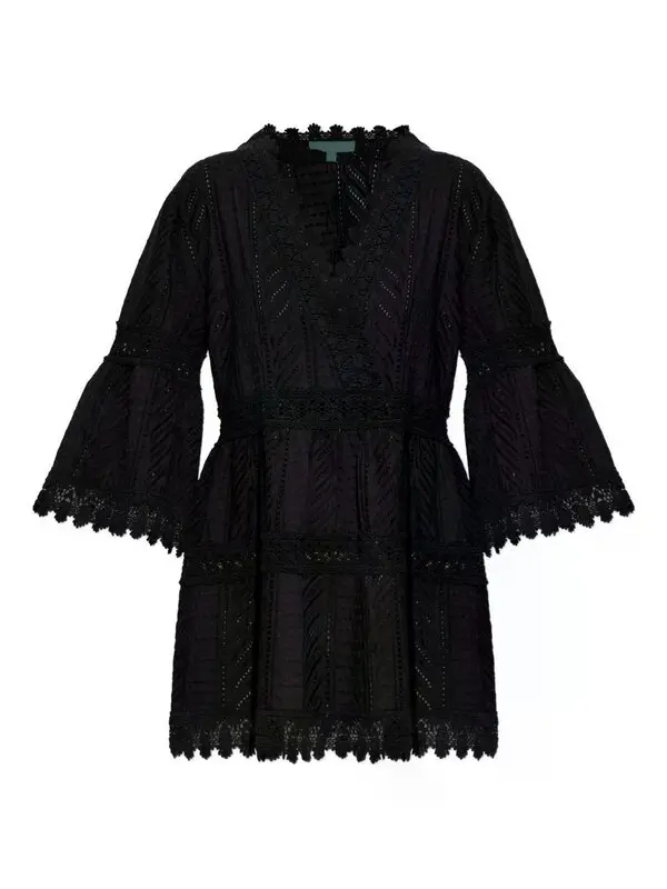 Melissa Odabash Lace V-neck Mini Dress - Black