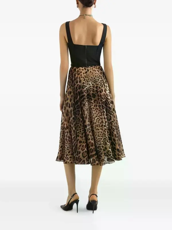 Dolce & Gabbana Leopard-print A-line Midi Skirt - Brown