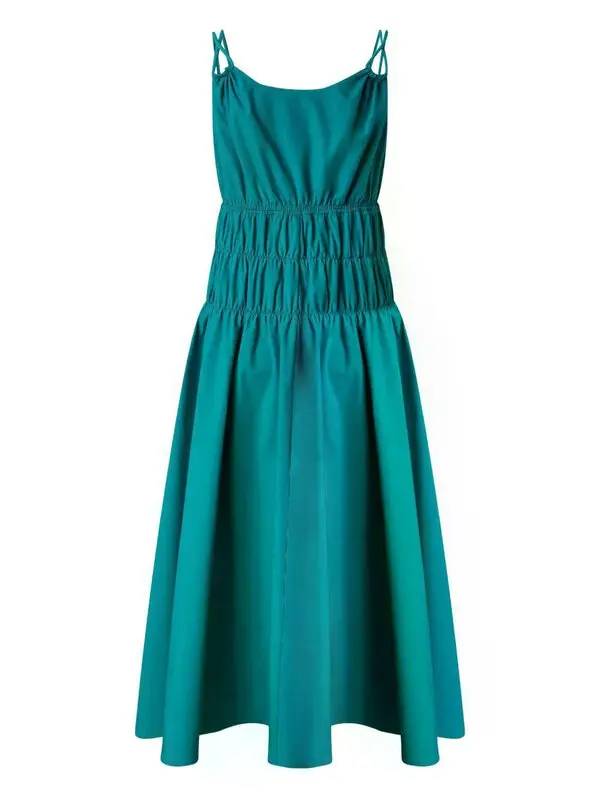 Pinko Shirred V-neck Midi Dress - Blue