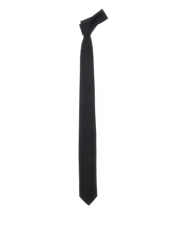 Emporio Armani Checked Neck Tie - Black