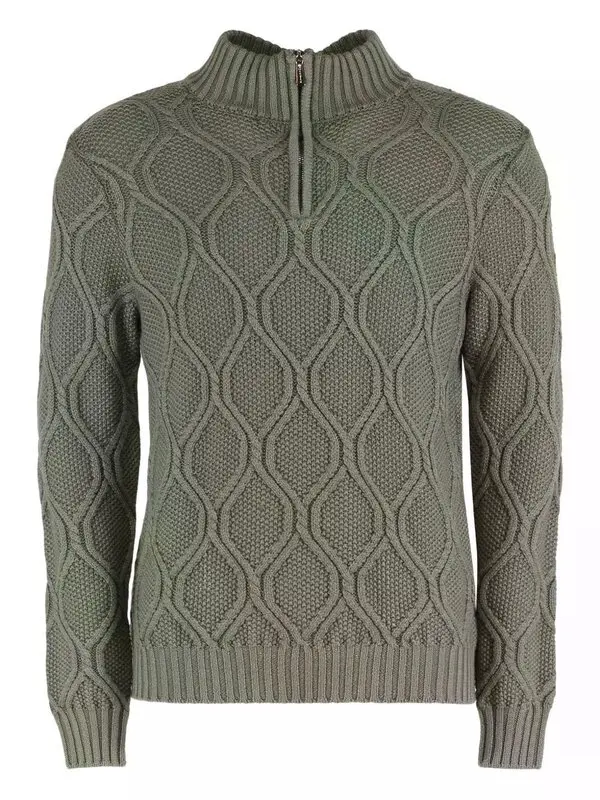 MOORER Textured Half-zip Sweater
