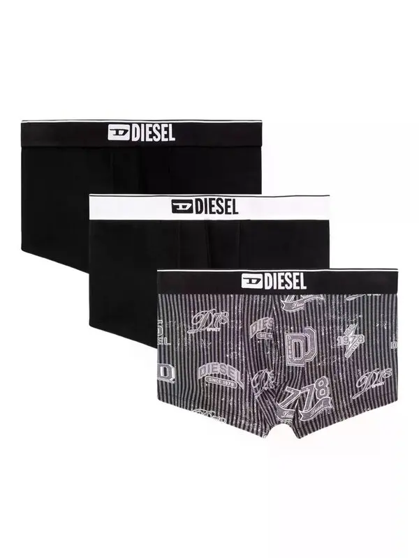 DIESEL® Damien-d Logo-waistband Printed Boxers - Black