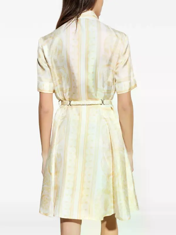Versace Barocco Print Silk Mini Shirt Dress