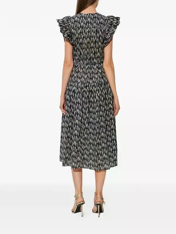 Ulla Johnson Kairi Ruffled Print Midi Dress - Black