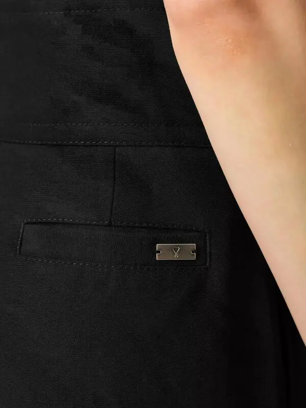 AMI Paris Wool Canvas Belted Trousers
