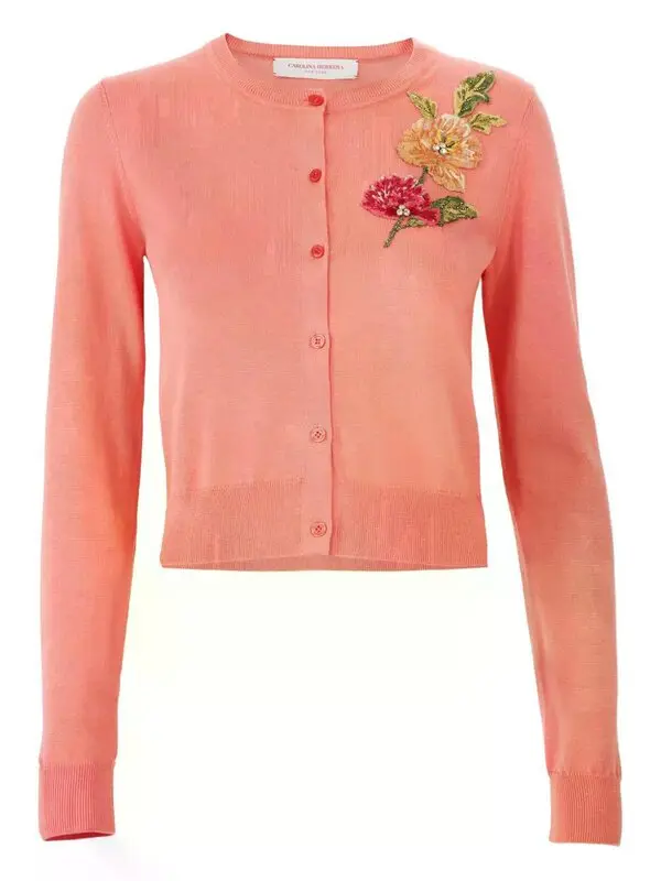 Carolina Herrera Embroidered Silk Cardigan
