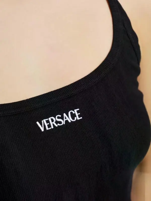 Versace Spaghetti Strap Logo Mini Dress
