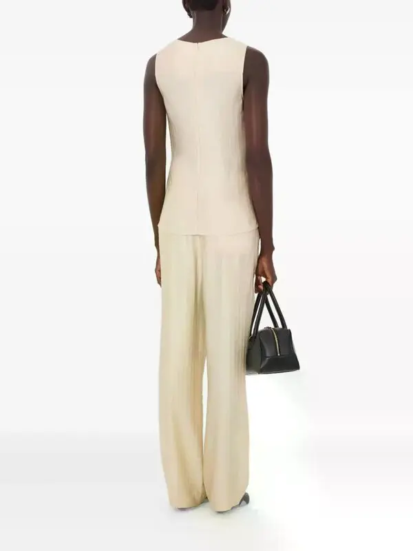 Loulou De Saison Fonda Striped Draped Silk Top - Neutrals