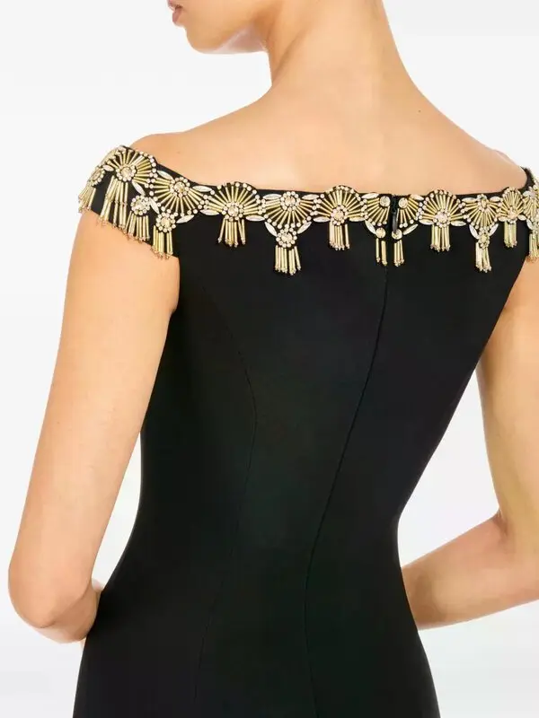 Jenny Packham Valorie Embellished Midi Dress - Black