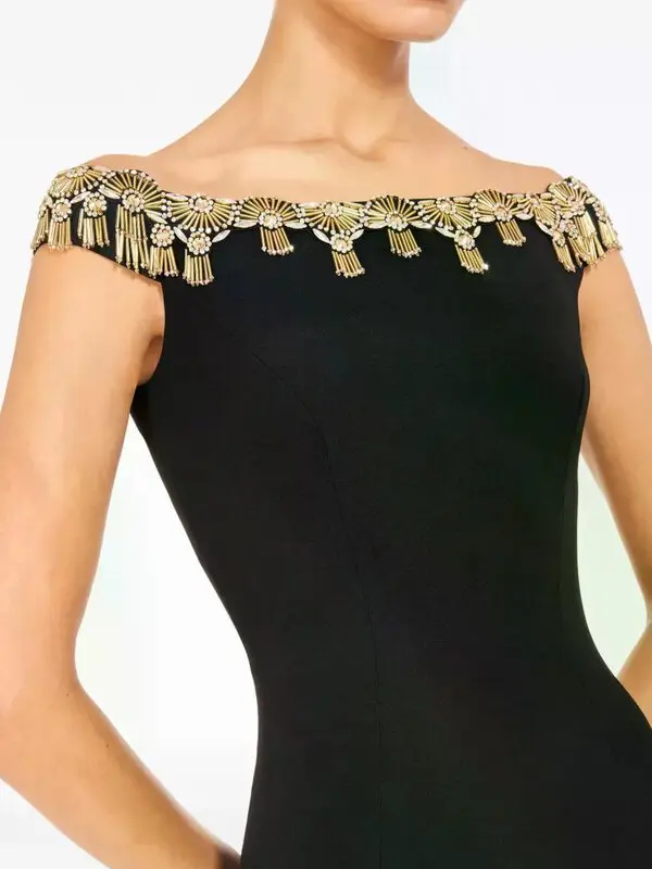 Jenny Packham Valorie Embellished Midi Dress - Black