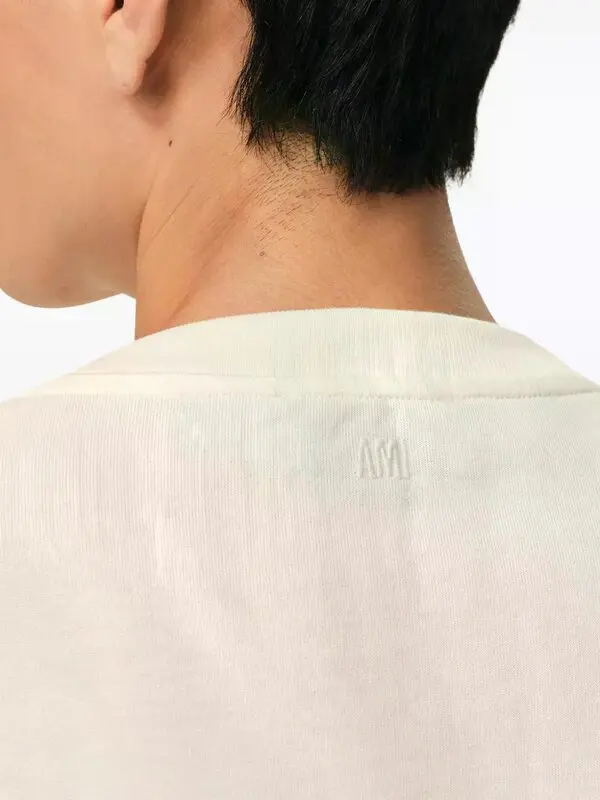 AMI Paris De Coeur Embossed T-shirt - Neutrals