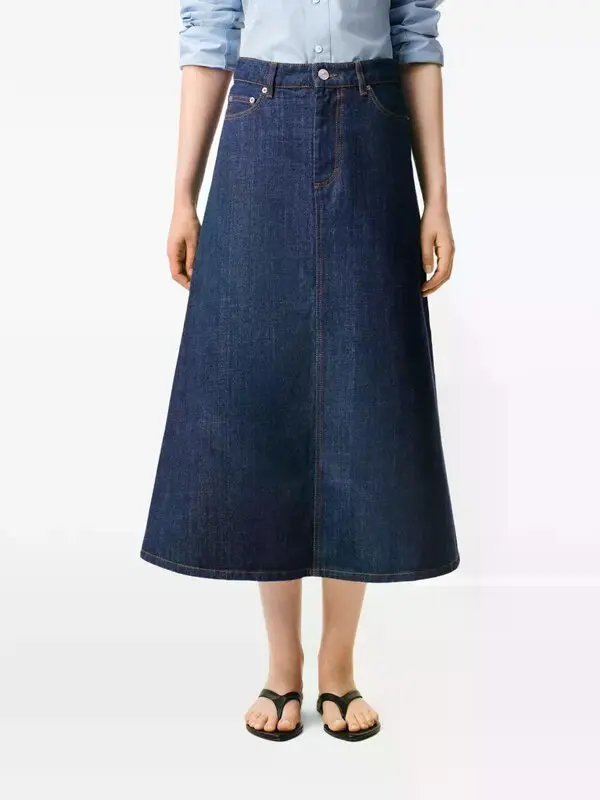 AMI Paris Midi Raw Denim Skirt