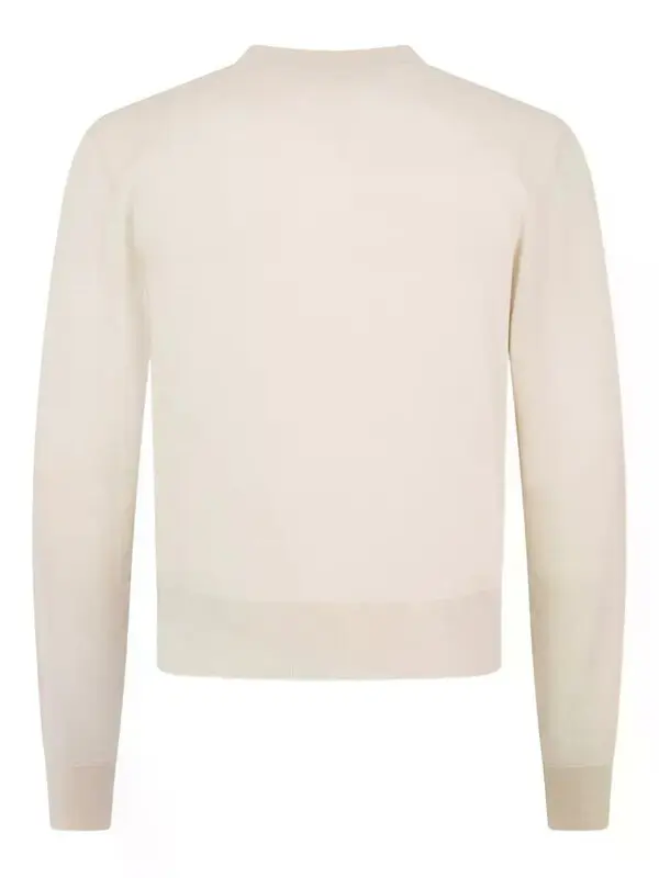 Dsquared2 Wool Crew Neck Sweater With Embroidered Logo - Neutrals