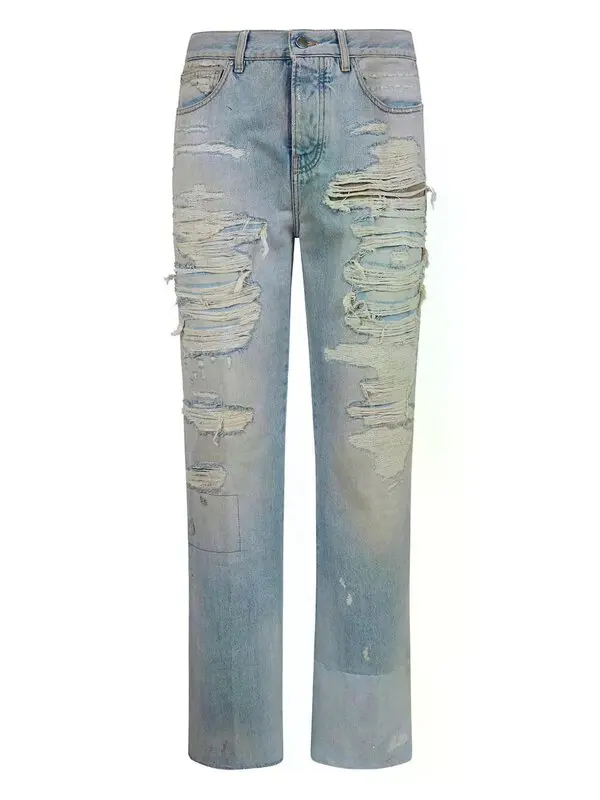 Amiri Distressed Camouflage Patch Denim Jeans