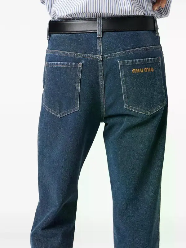 Miu Miu Flocked Jeans - Blue