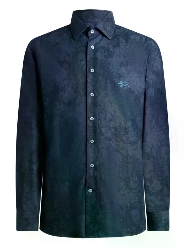 Etro Leafy Paisley-motif Denim Shirt