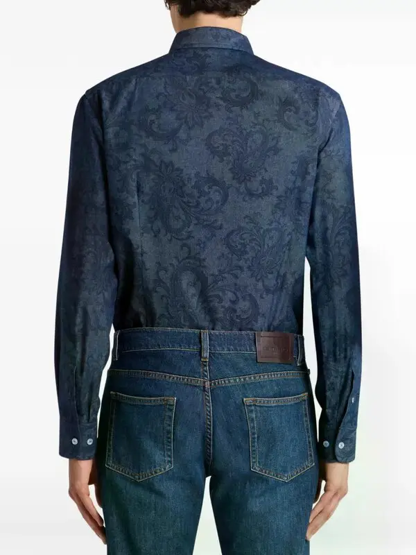 Etro Leafy Paisley-motif Denim Shirt
