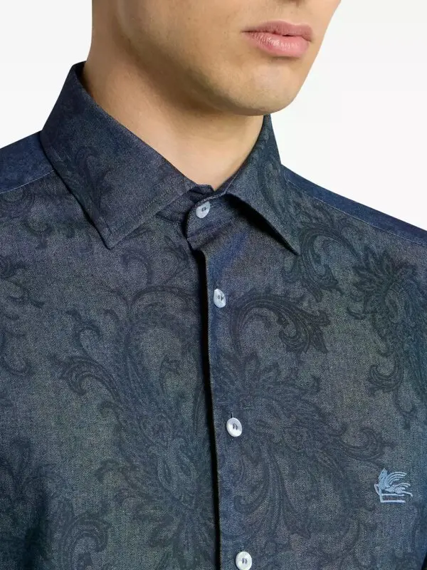 Etro Leafy Paisley-motif Denim Shirt