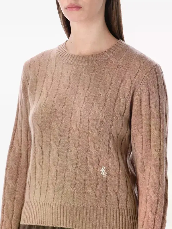 SPORTY & RICH Cable-knit Crew-neck Sweater