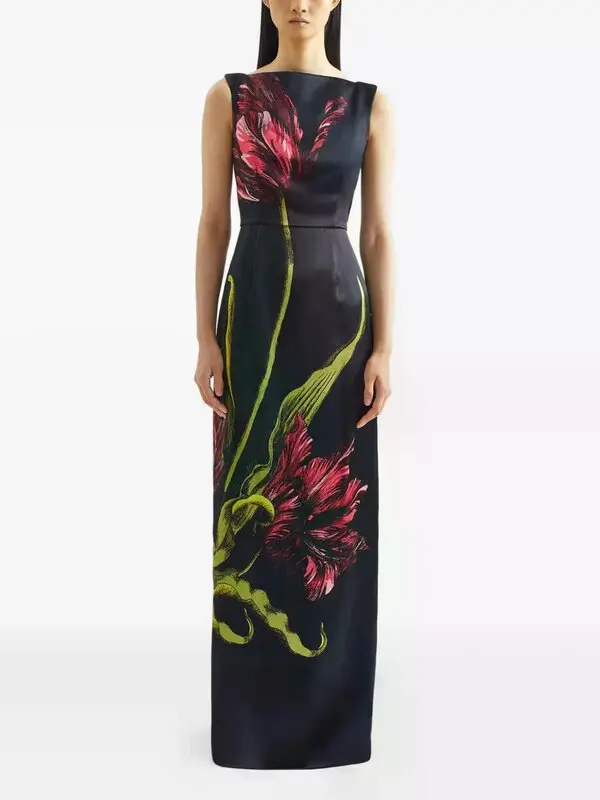 Erdem Floral-print Maxi Dress - Black