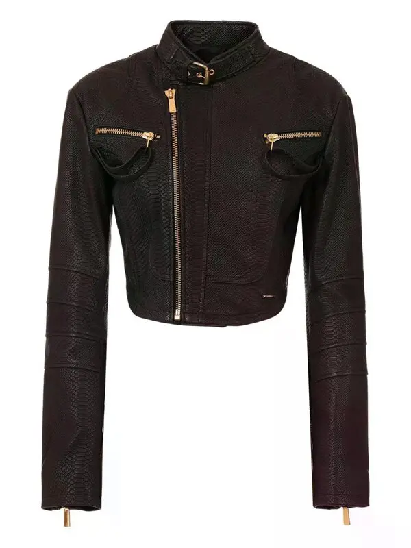 Just Cavalli Snakeskin-effect Biker Jacket