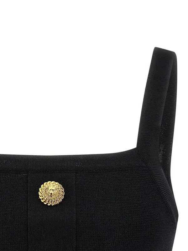 Balmain Button-detail Top - Black