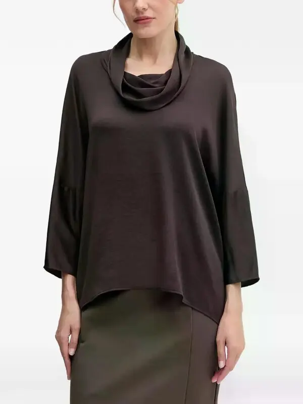 Joseph Ribkoff Cowl Neck Blouse - Brown