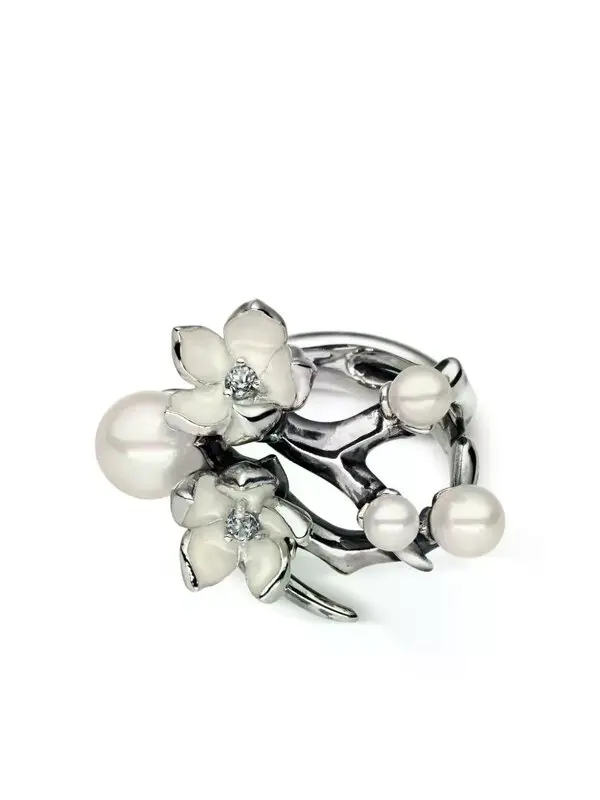 SHAUN LEANE Sterling Pearl Flower Ring - Silver