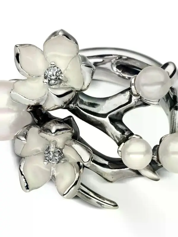 SHAUN LEANE Sterling Pearl Flower Ring