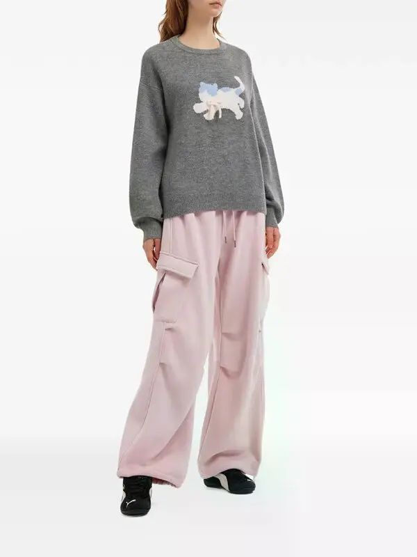 B+AB Appliqué Round Neck Sweater - Grey