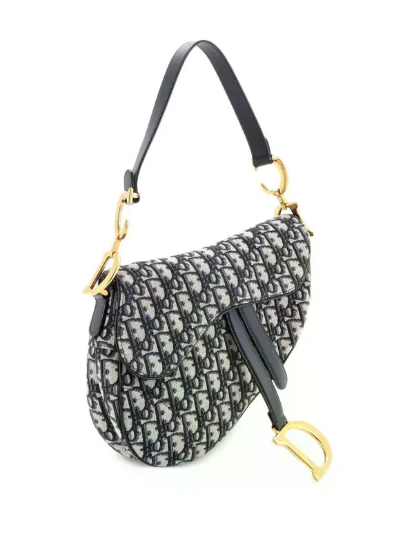 Dior Saddle Handbag Oblique Canvas With Strap Medium Shoulder Bag - Blue