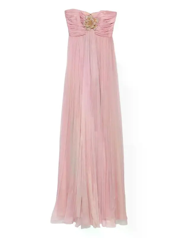 M.MARQUISE Ines Floral-appliqué Maxi Dress - Pink