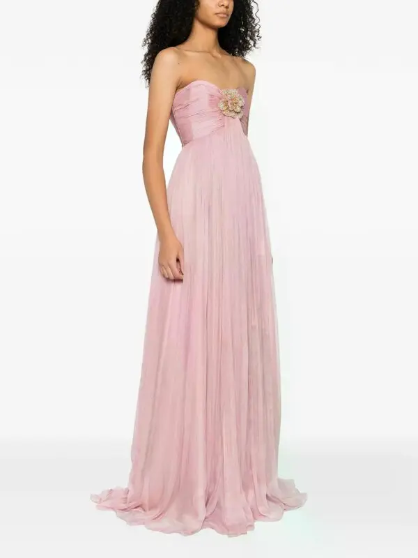 M.MARQUISE Ines Floral-appliqué Maxi Dress - Pink