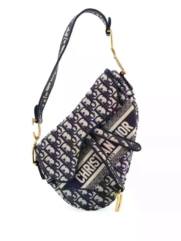 Dior Saddle Oblique Canvas Shoulder Bag - Blue