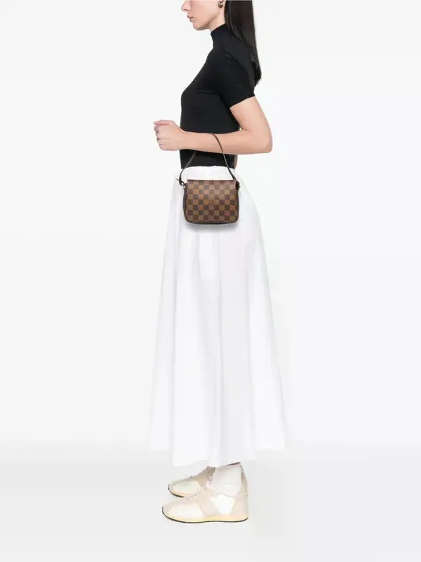 LOUIS VUITTON 2001 Damier Ebene Trousse Pochette Handbag - Brown