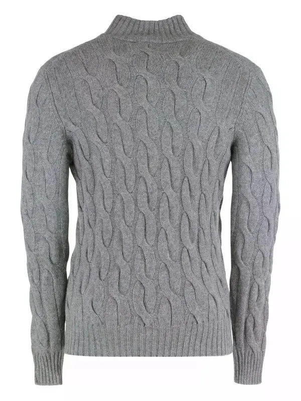 MOORER Cable-knit Zip Sweater