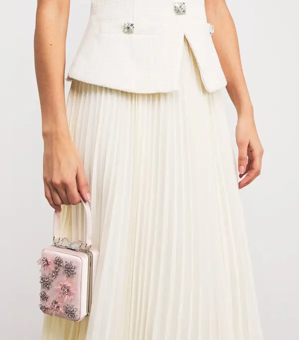Self-Portrait Boucl Chiffon Midi Dress - Ivory | Editorialist