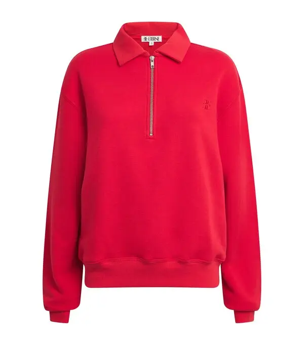 Eterne French Terry Polo Sweatshirt - Red