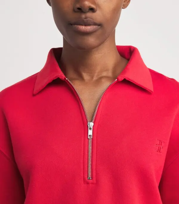 Eterne French Terry Polo Sweatshirt - Red