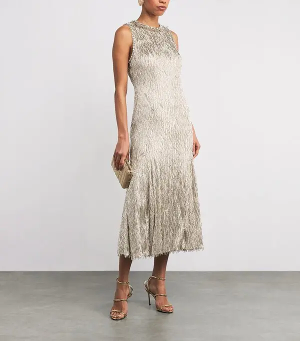 Cinq À Sept Embellished Izara Midi Dress - Silver