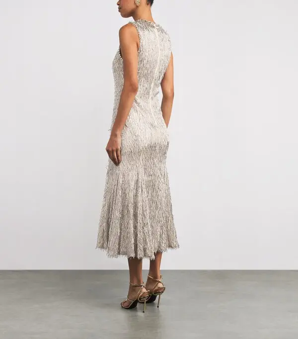 Cinq À Sept Embellished Izara Midi Dress - Silver