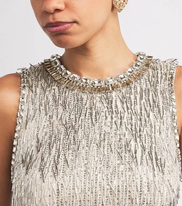 Cinq À Sept Embellished Izara Midi Dress - Silver