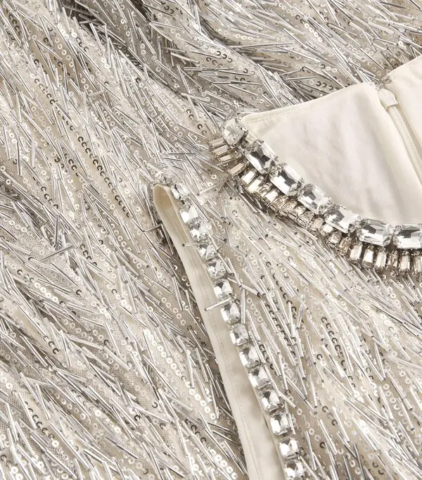 Cinq À Sept Embellished Izara Midi Dress - Silver