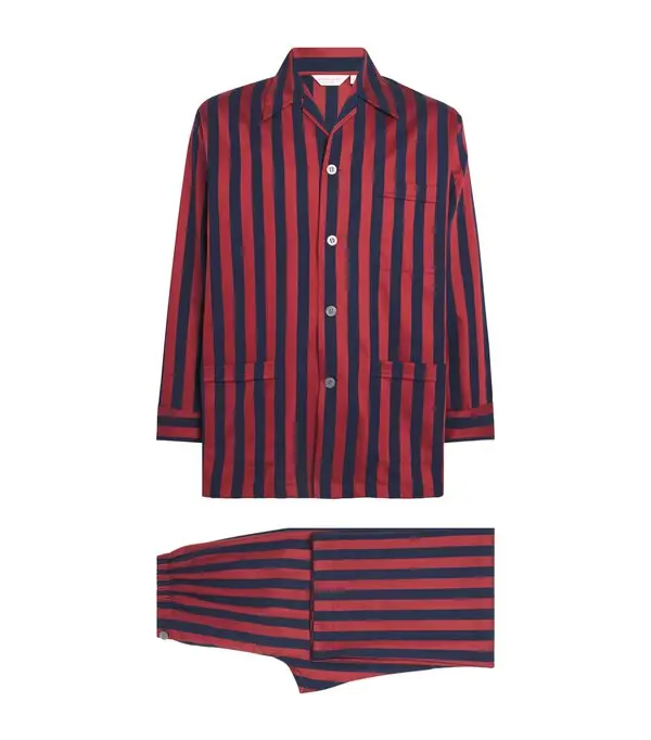 Derek Rose Royal Cotton Stripe Pyjamas - Navy